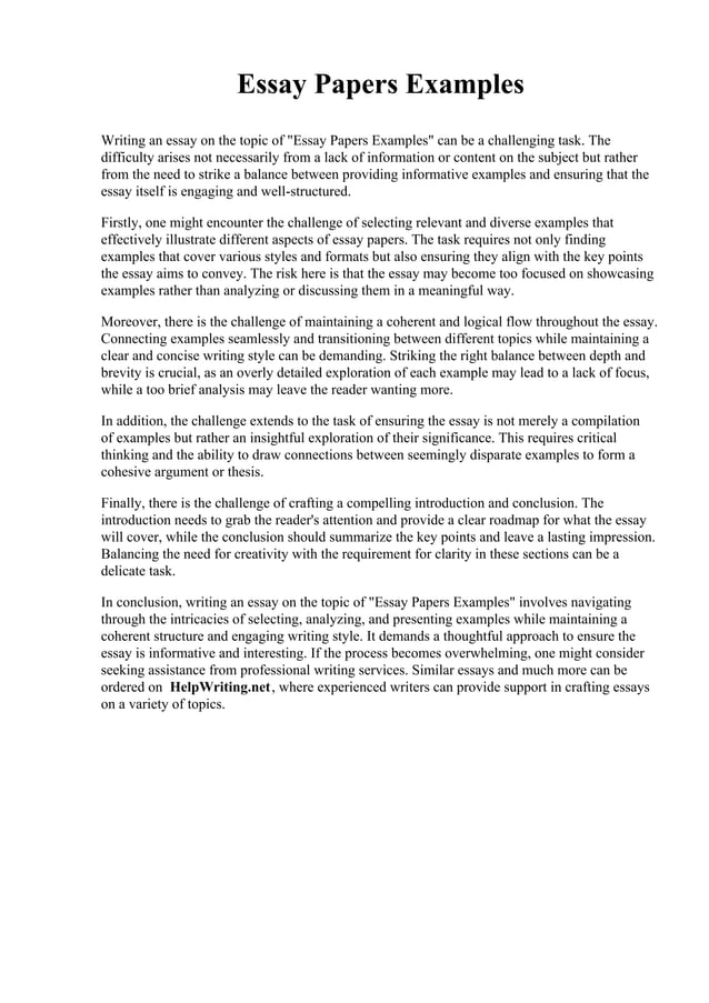 Essay Papers Examples | PDF