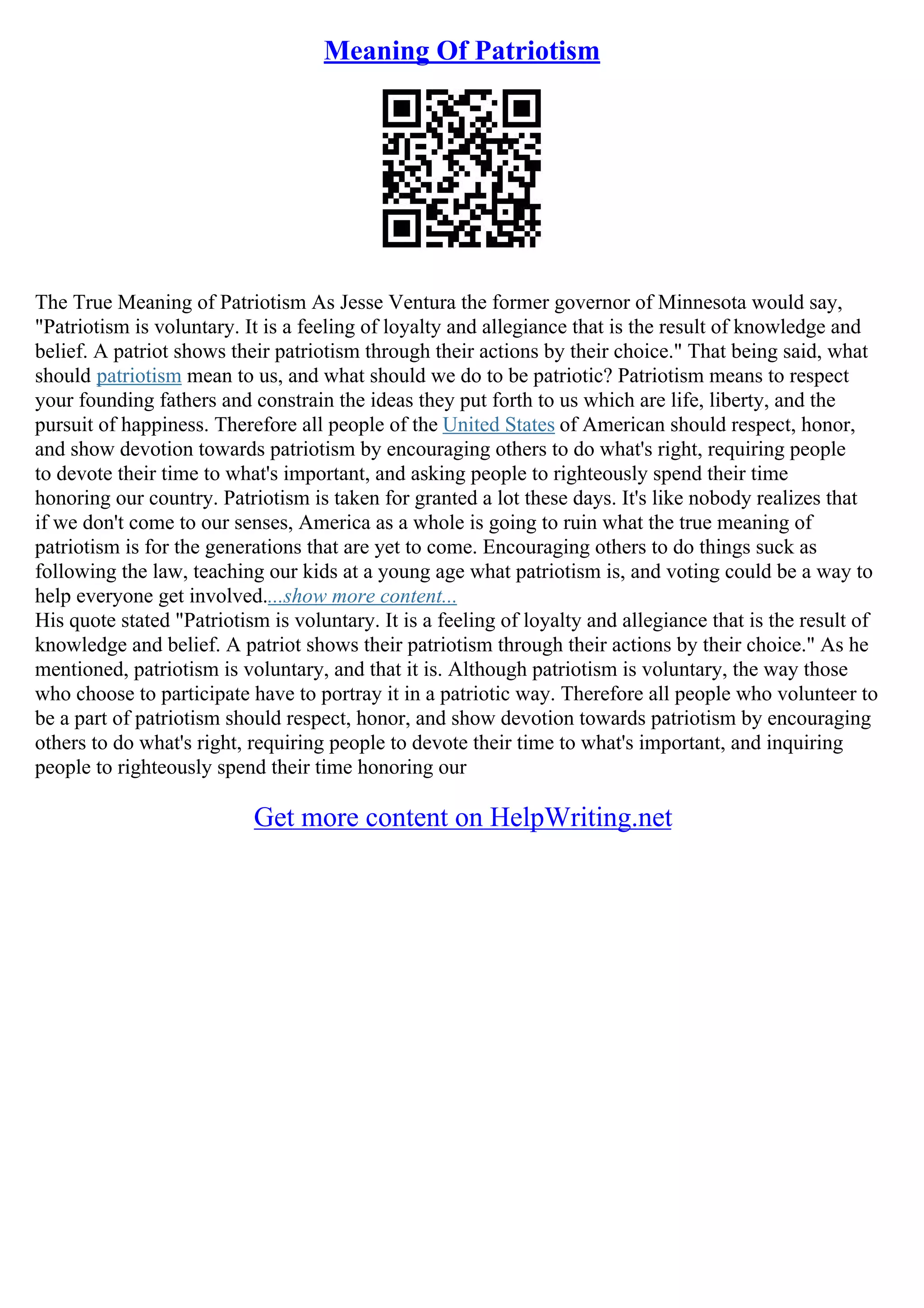 Essay Patriotism | PDF