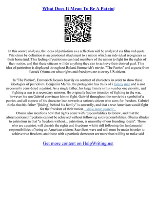 Essay Patriotism | PDF