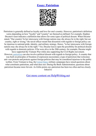 Essay Patriotism | PDF