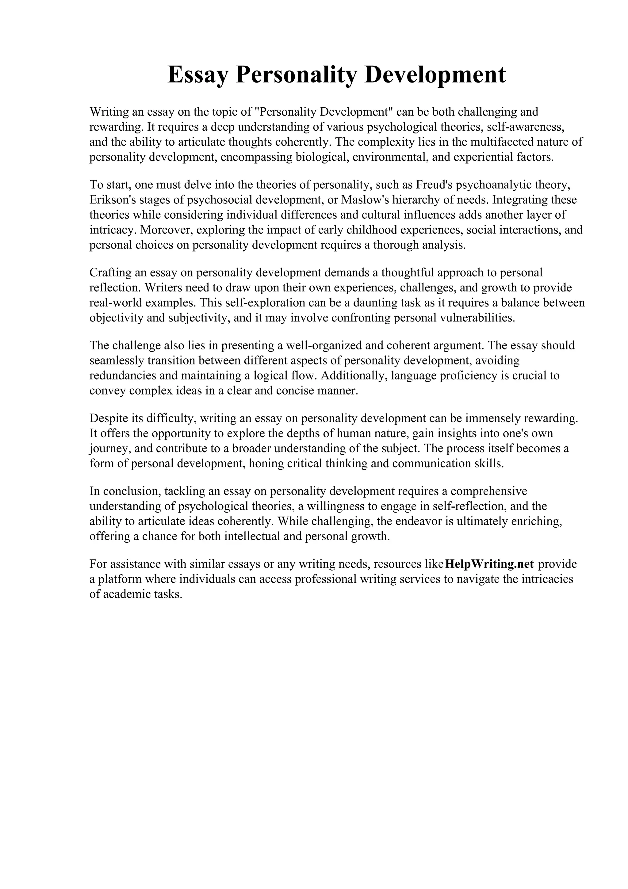 Essay Personality Development | PDF