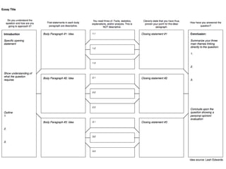 Essay Planning Sheet | PPTX | Homework and Study | Education