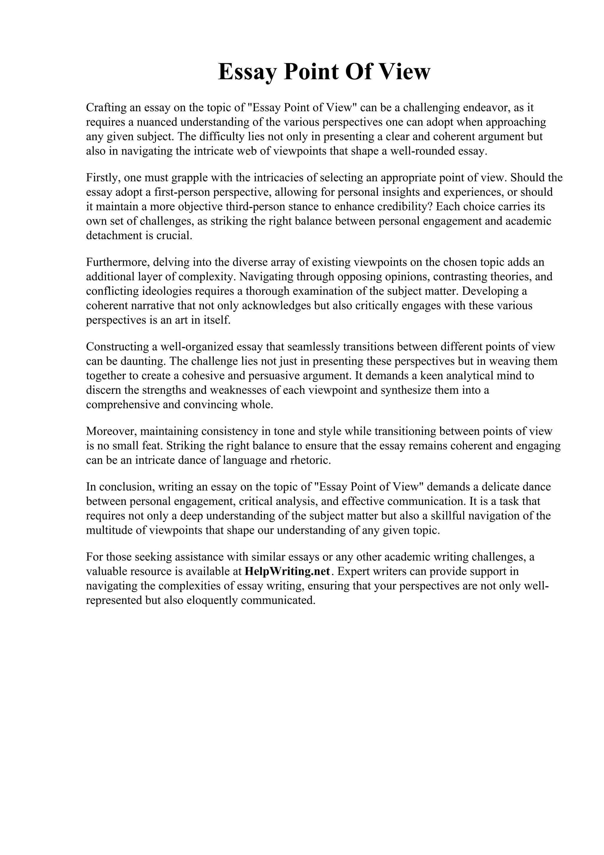 Essay Point Of View | PDF