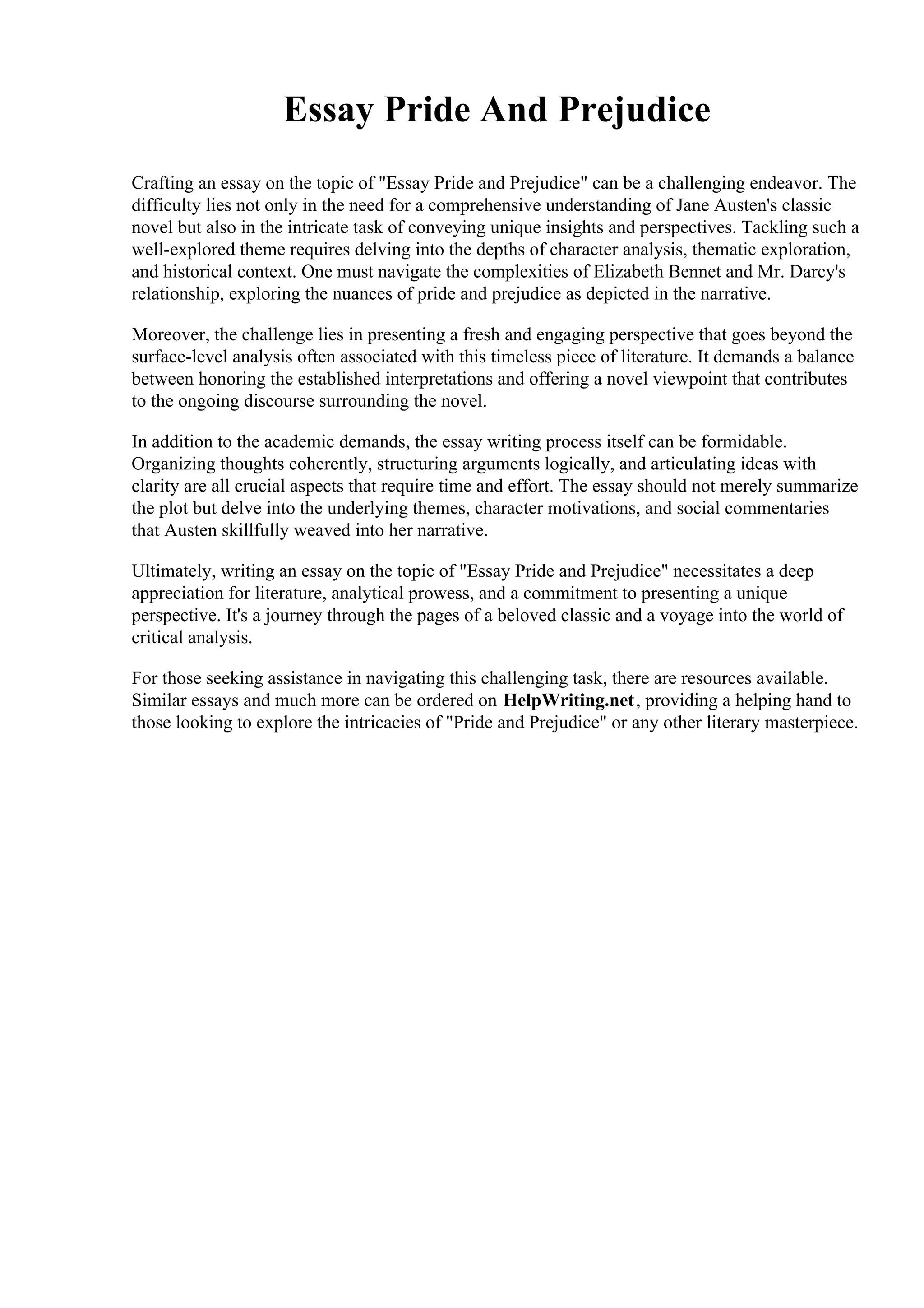 Essay Pride And Prejudice.pdfEssay Pride And Prejudice | PDF | Homework ...