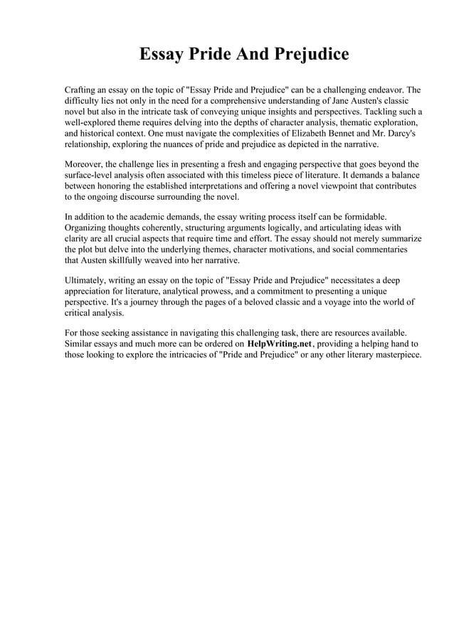 Essay Pride And Prejudice.pdfEssay Pride And Prejudice | PDF | Homework ...