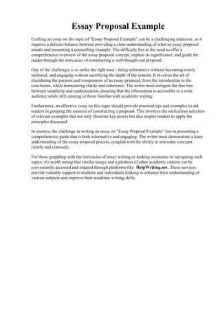 Essay Proposal Example | PDF