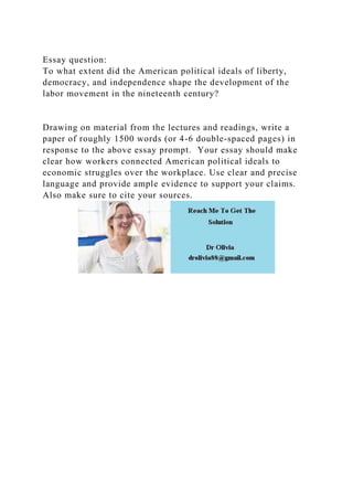 Essay question To what extent did the American political ideals o ...