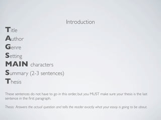 Essay reminders.ppt | Books and Literature