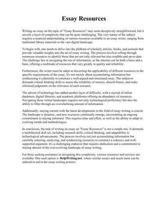 Essay Resources. Milwaukee Institute of Art and Design | PDF