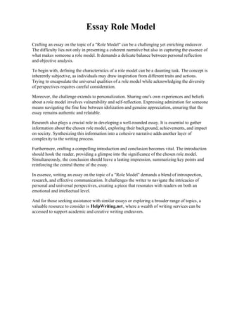 Essay Role Model. Thomas Edison State University | PDF