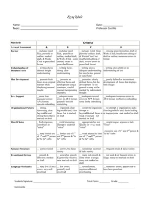 Essay rubric | DOCX