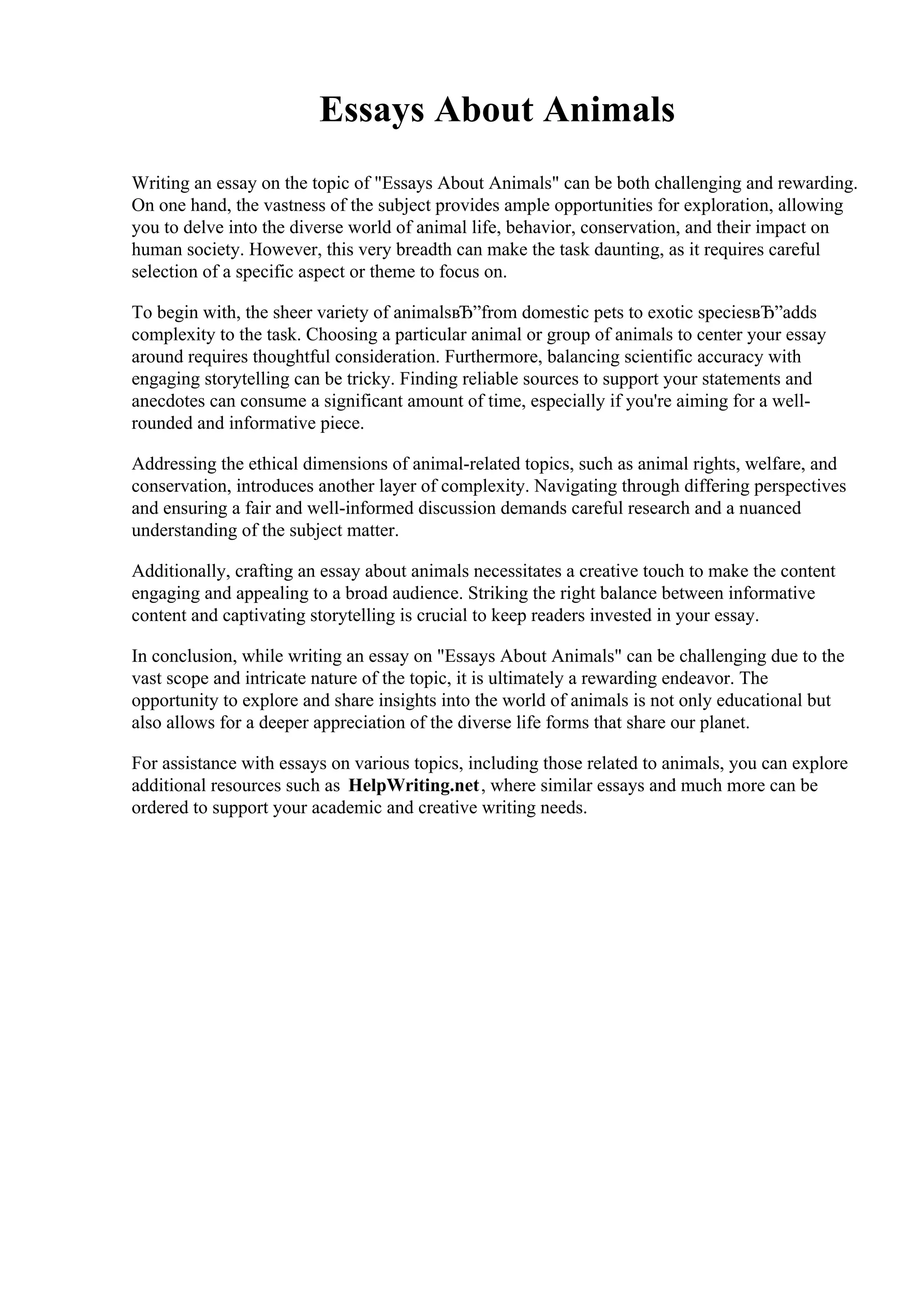 Essays About Animals.pdf | Pets