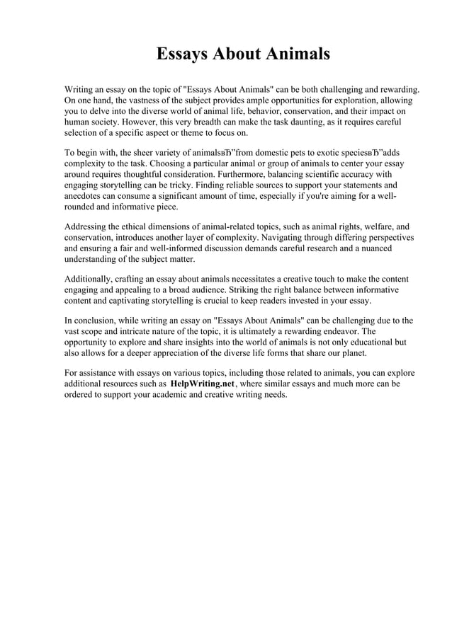 Essays About Animals.pdf | Pets