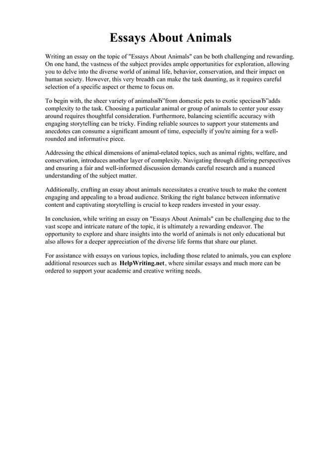 Essays About Animals | PDF