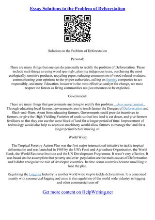Essays About Deforestation | PDF