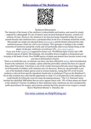 Essays About Deforestation | PDF