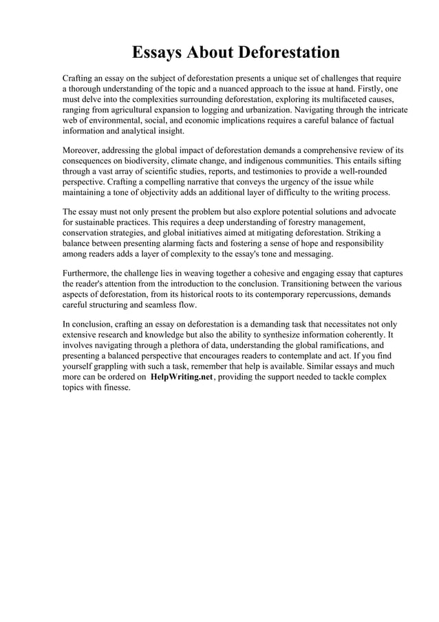 Essays About Deforestation | PDF