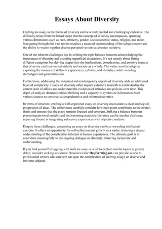 Essays About Diversity | PDF