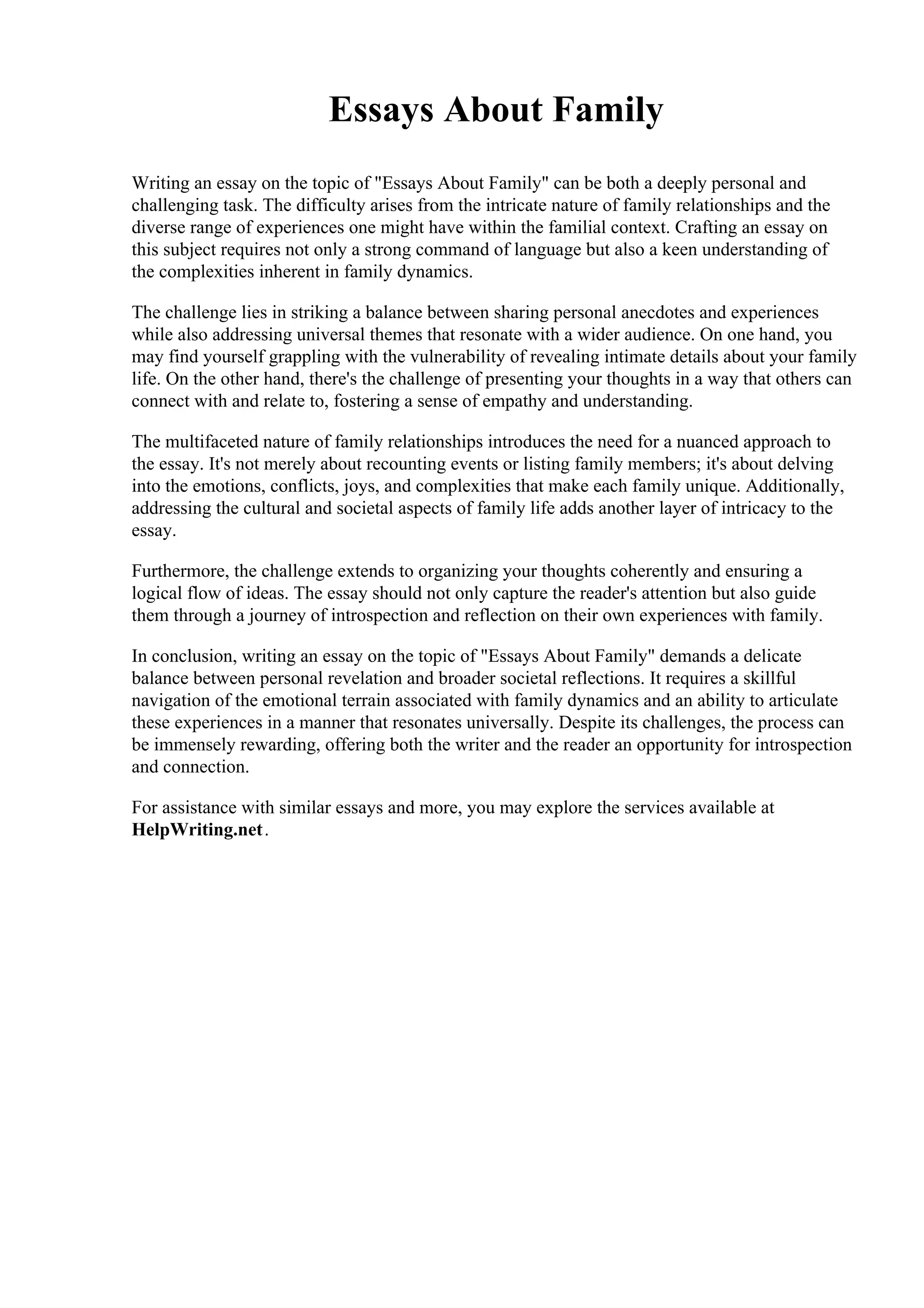 Essays About Family | PDF