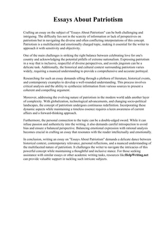 Essays About Patriotism. Cornell University | PDF