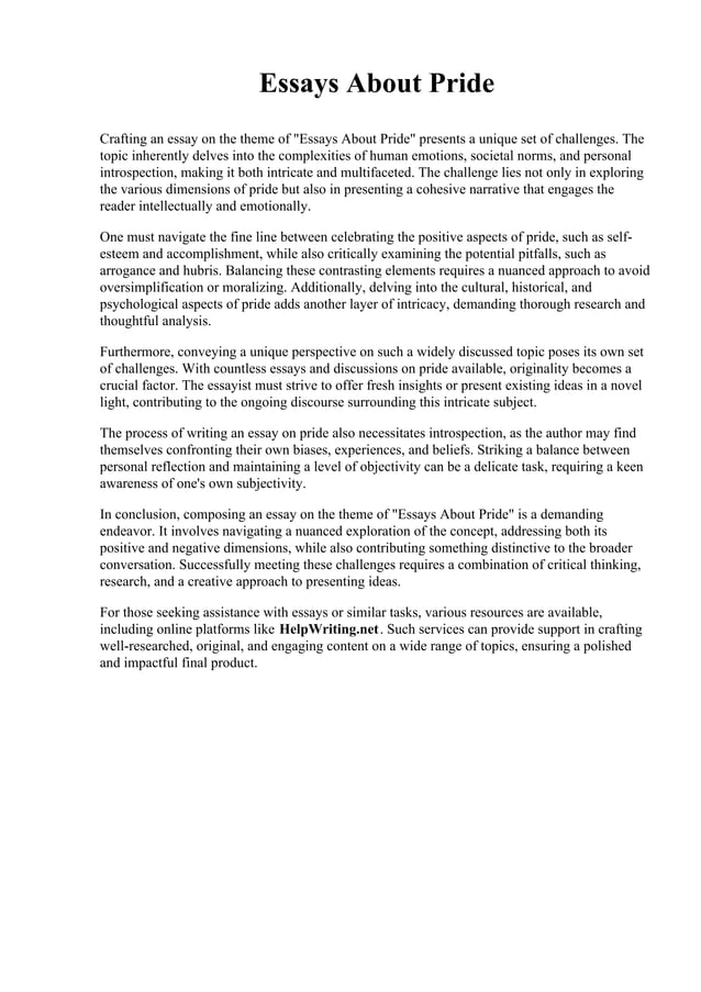 Essays About Pride.pdf | Educational Assessment | Education