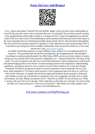 Essays About Respect | PDF