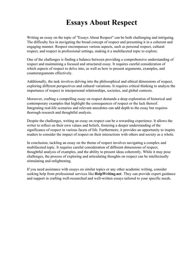 Essays About Respect. Concordia College Alabama | PDF
