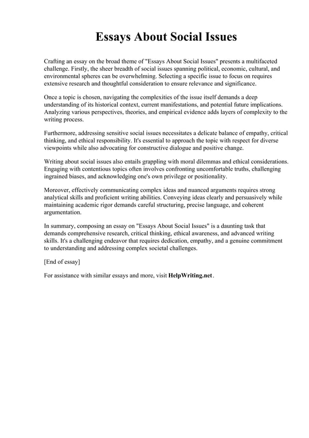 Essays About Social Issues.pdf | Homework and Study | Education