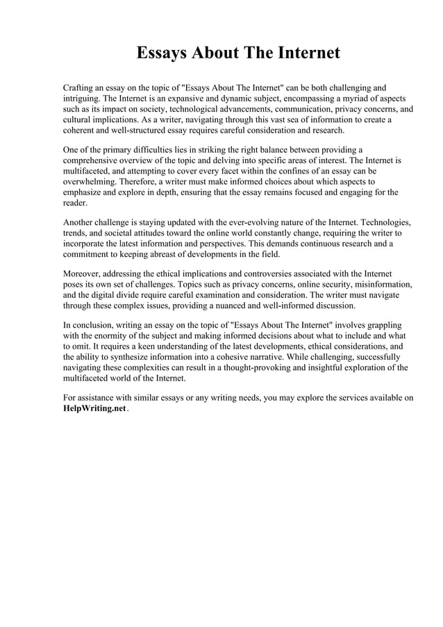 Essays About The Internet. Ventura College | PDF