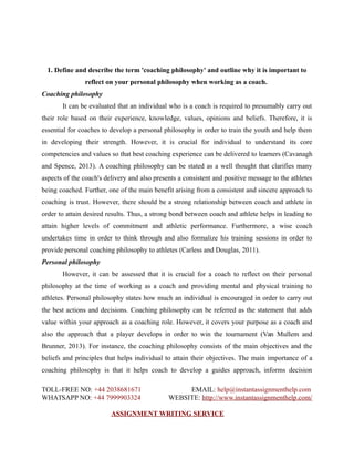 Essay Sample on Coaching Philosophy | PDF