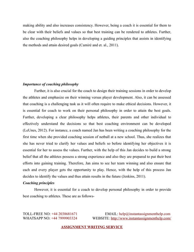Essay Sample on Coaching Philosophy | PDF | Physical Therapy | Wellness