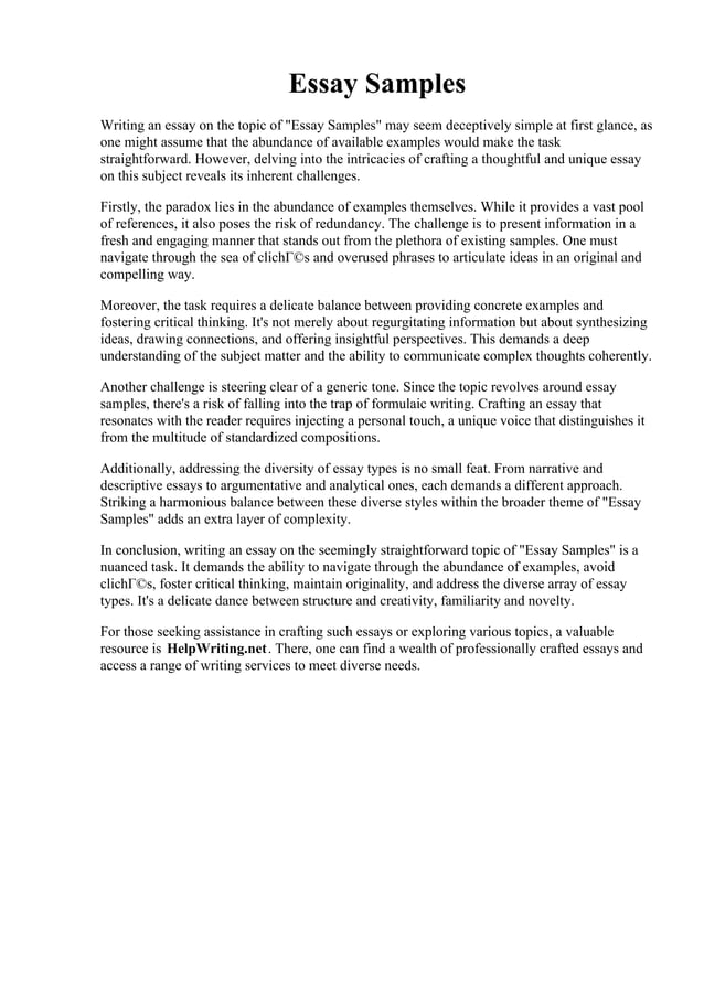 Essay Samples. 10 Formal Writing Examples - PDF Examples | PDF