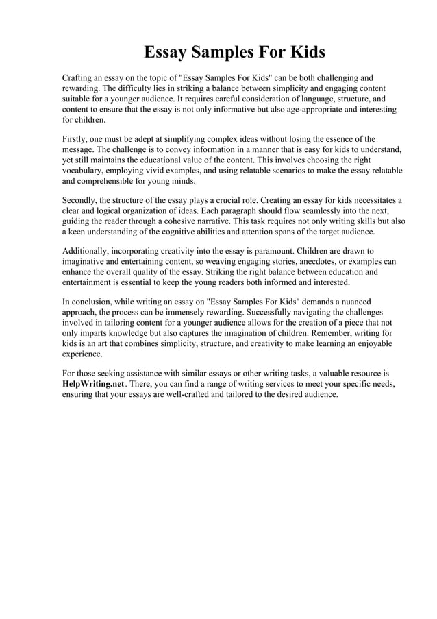 Essay Samples For Kids | PDF