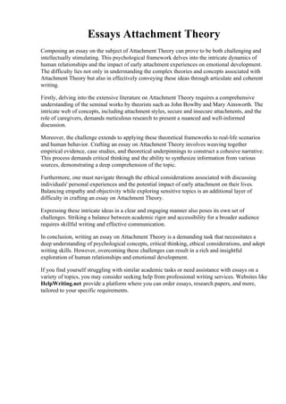 Essays Attachment Theory. Attachment Theories Teaching Resources | PDF