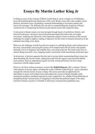 Essays By Martin Luther King Jr. Central Baptist College | PDF