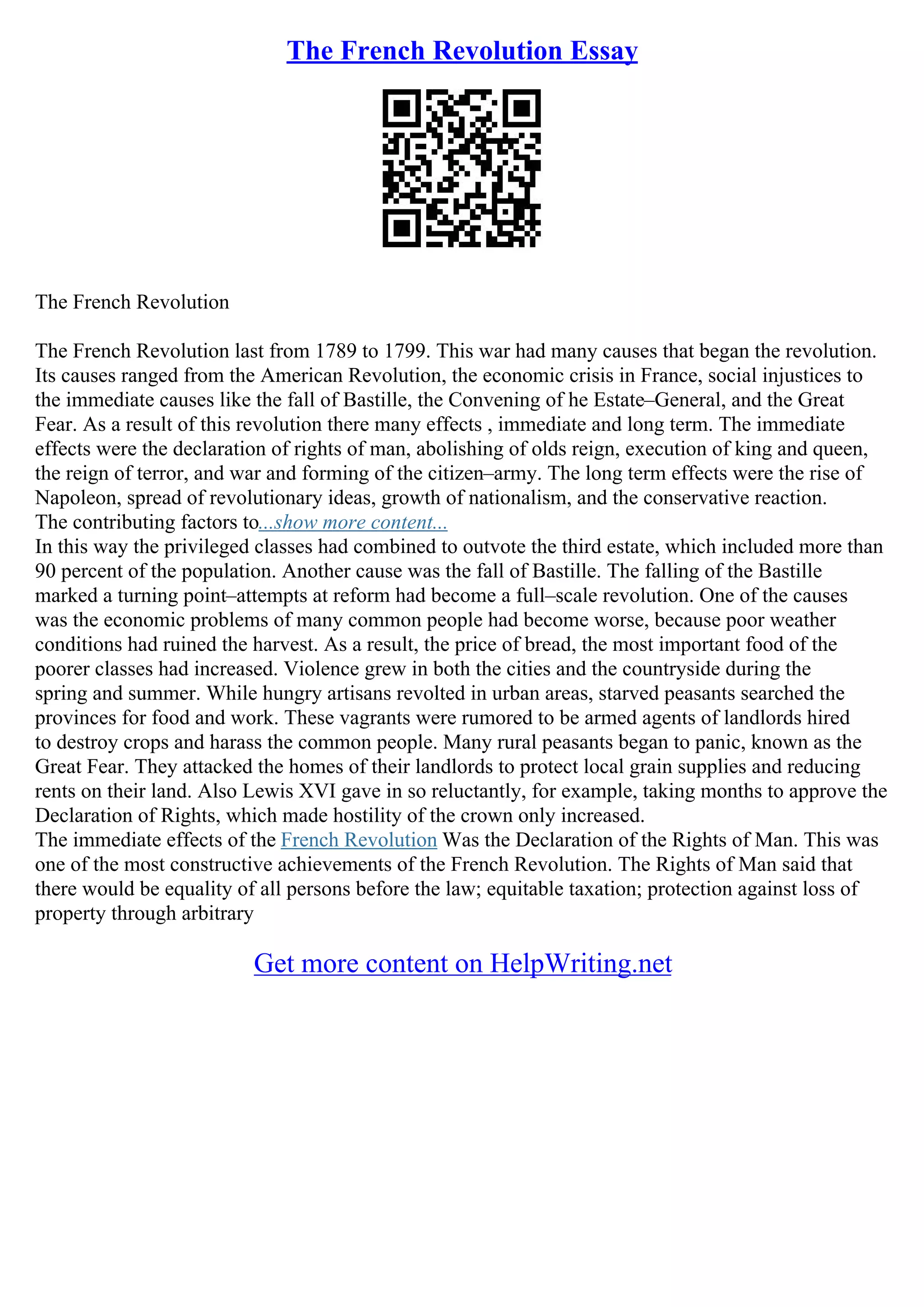 Essays Causes Of The French Revolution | PDF