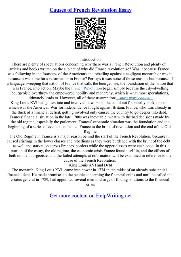 Essays Causes Of The French Revolution | PDF