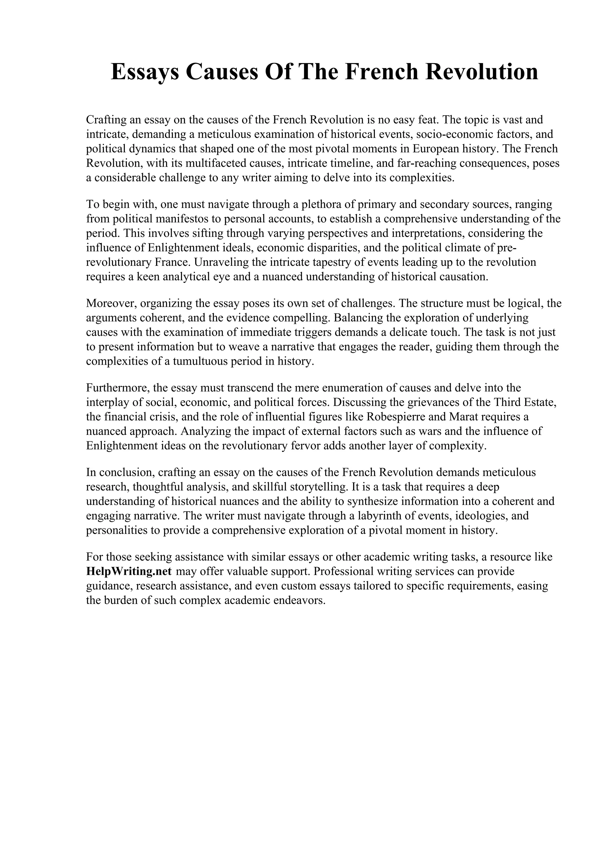 Essays Causes Of The French Revolution.pdf