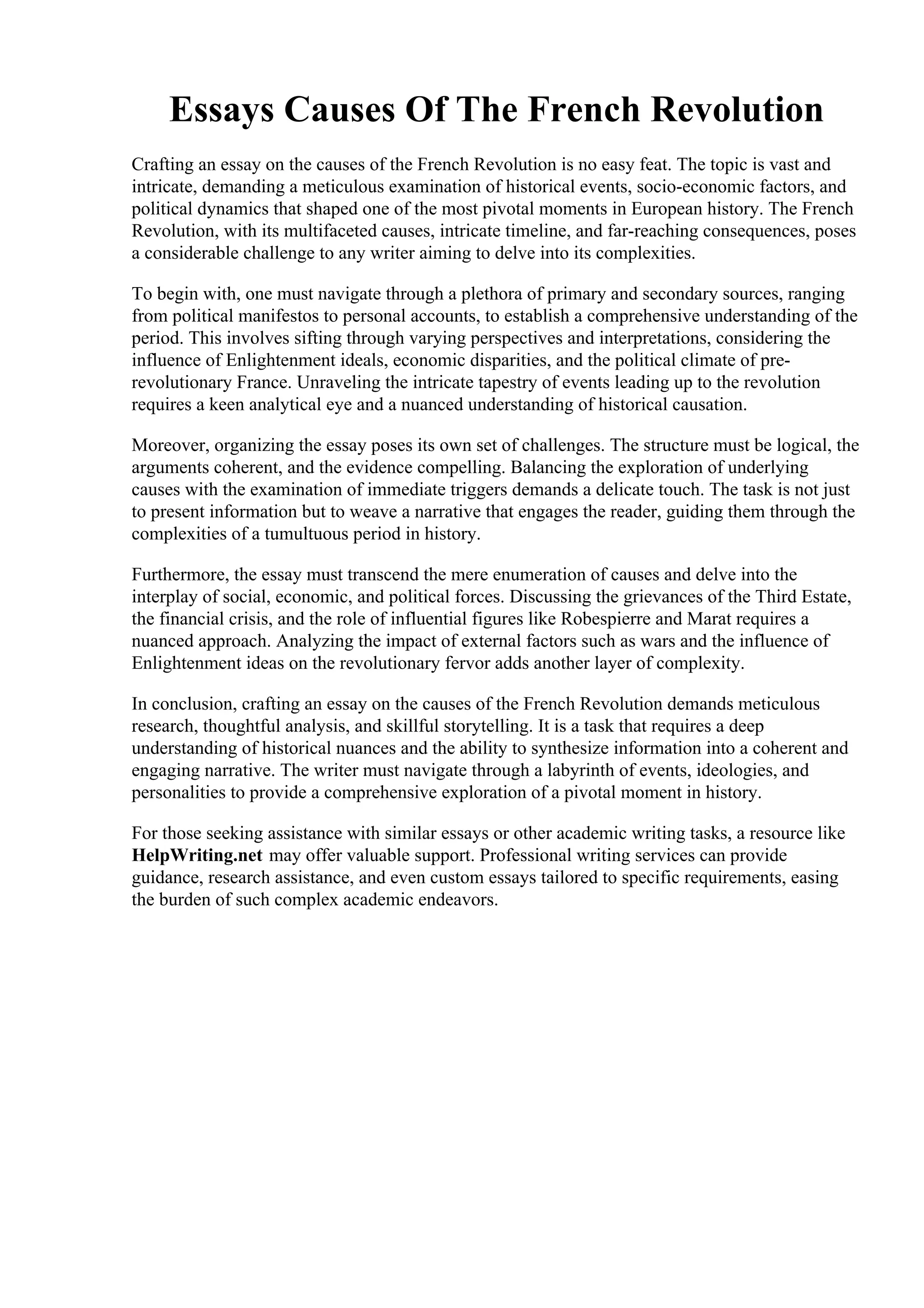Essays Causes Of The French Revolution.pdf