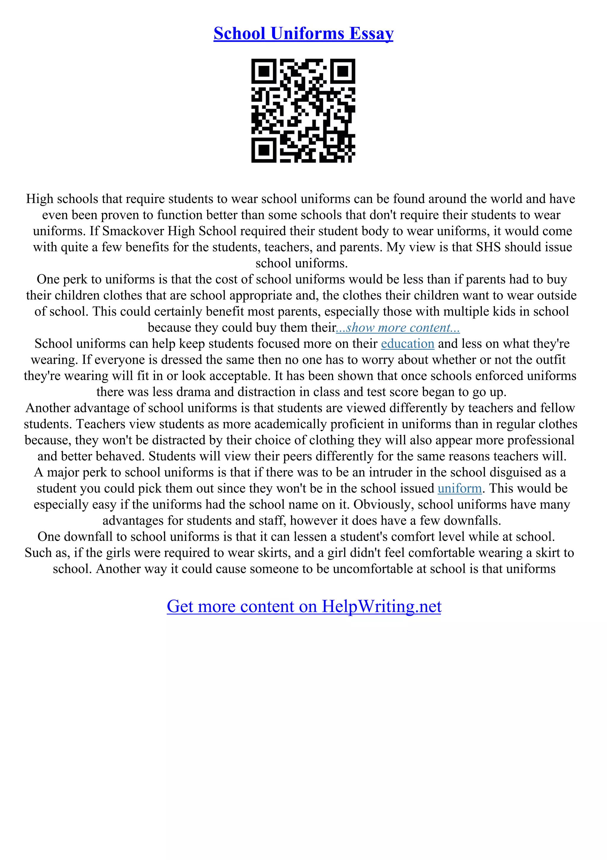 Essay School Uniforms | PDF
