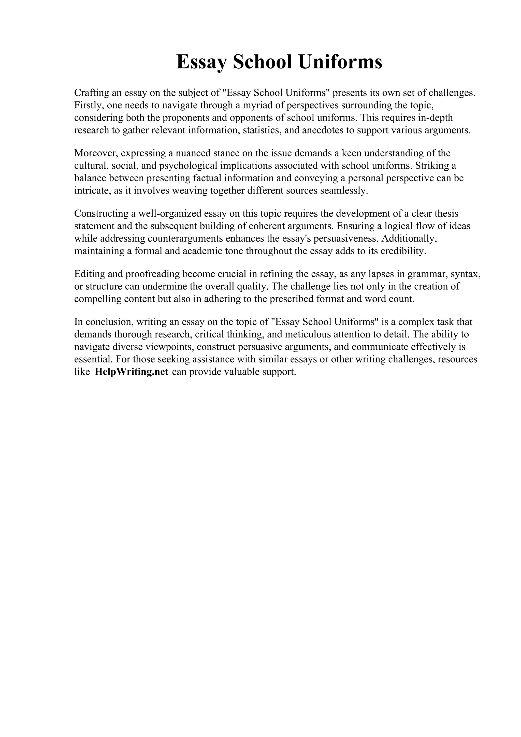 Essay School Uniforms | PDF