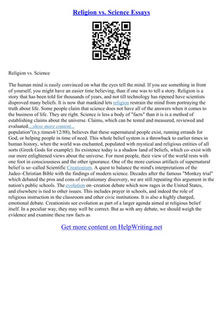 Essay Science And Religion | PDF