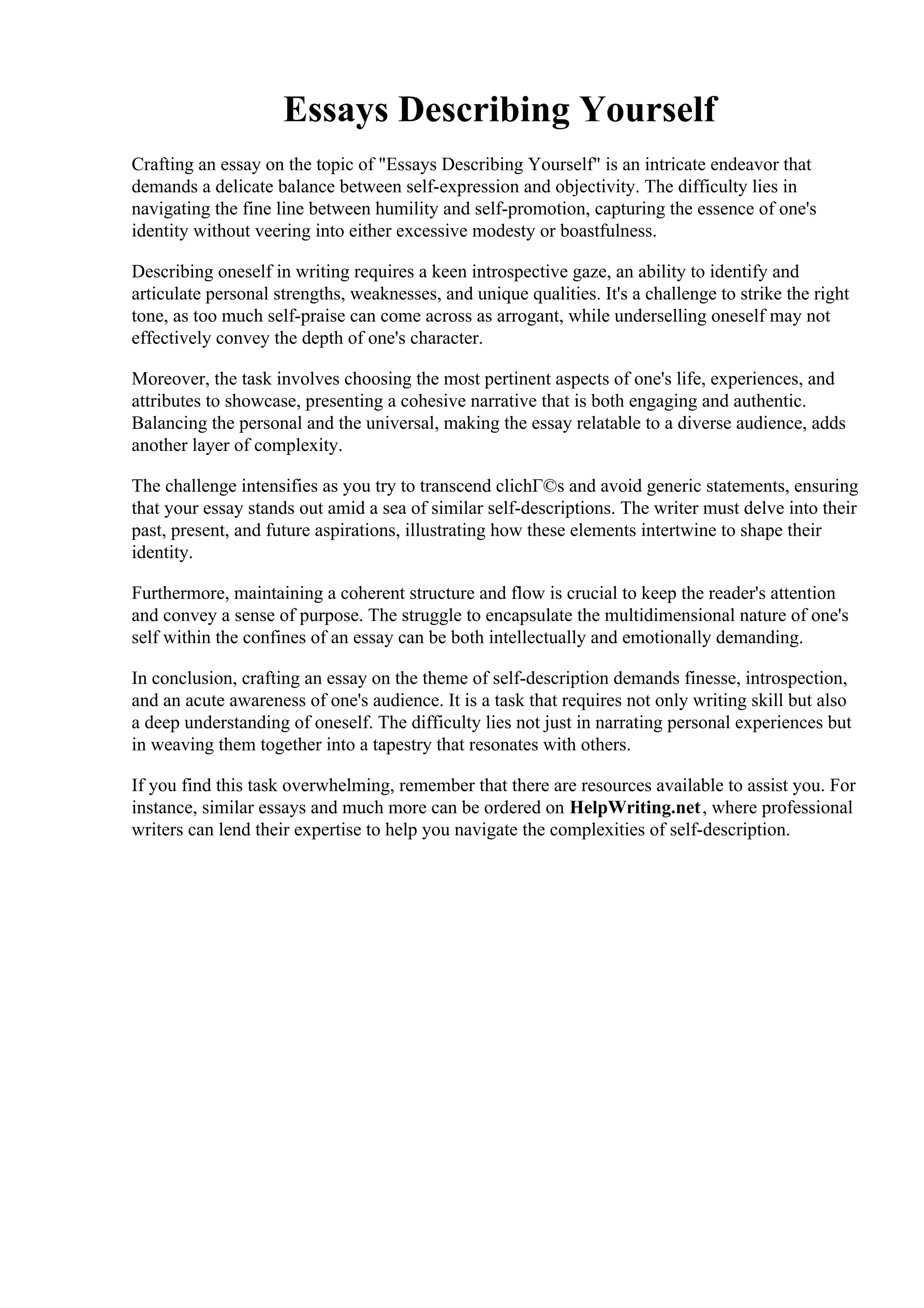 Essays Describing Yourself.pdf