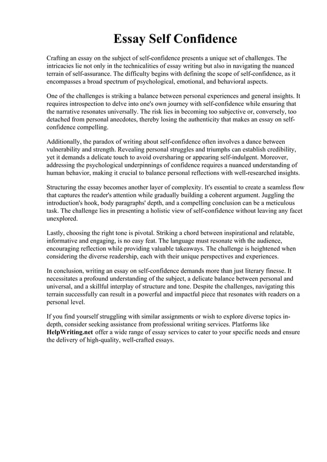 Essay Self Confidence. ESSAY ON SELF CONFIDENCE - YouTube | PDF Essay Self Confidence. ESSAY ON SELF CONFIDENCE - YouTube | PDF
