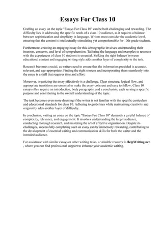 Essays For Class 10 | PDF