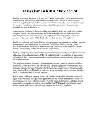 Essays For To Kill A Mockingbird.pdf