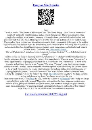 Essay Short Story | PDF | Bereavement | Family and Relationships