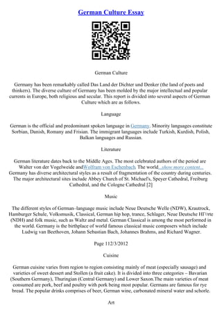 Essays In German Language | PDF