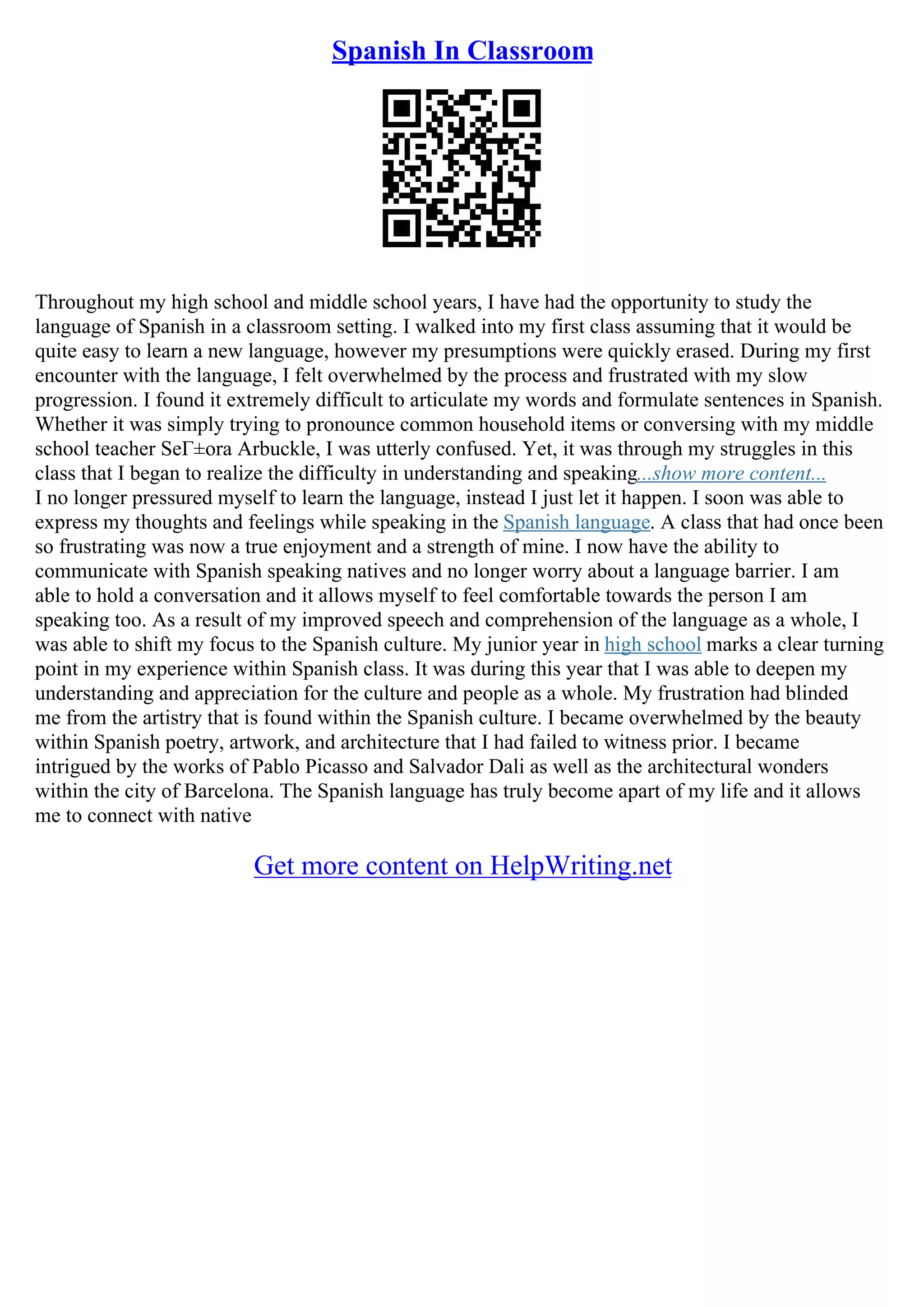 Essays In Spanish | PDF