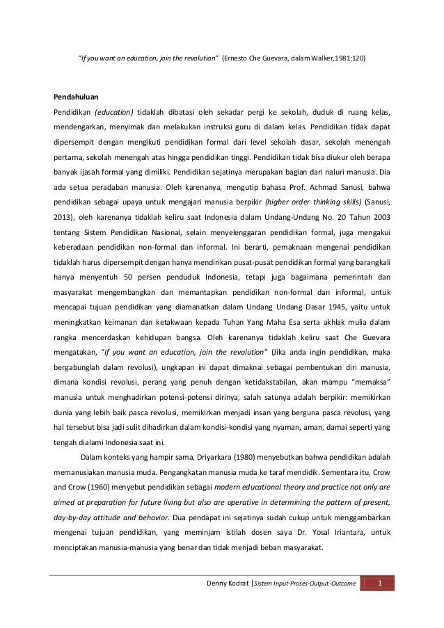 SIstem input-proses-output-outcome pendidikan bermutu